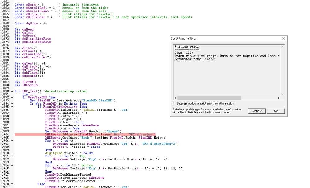 VPX One Piece table starts throwing DMD exception after save - Visual ...