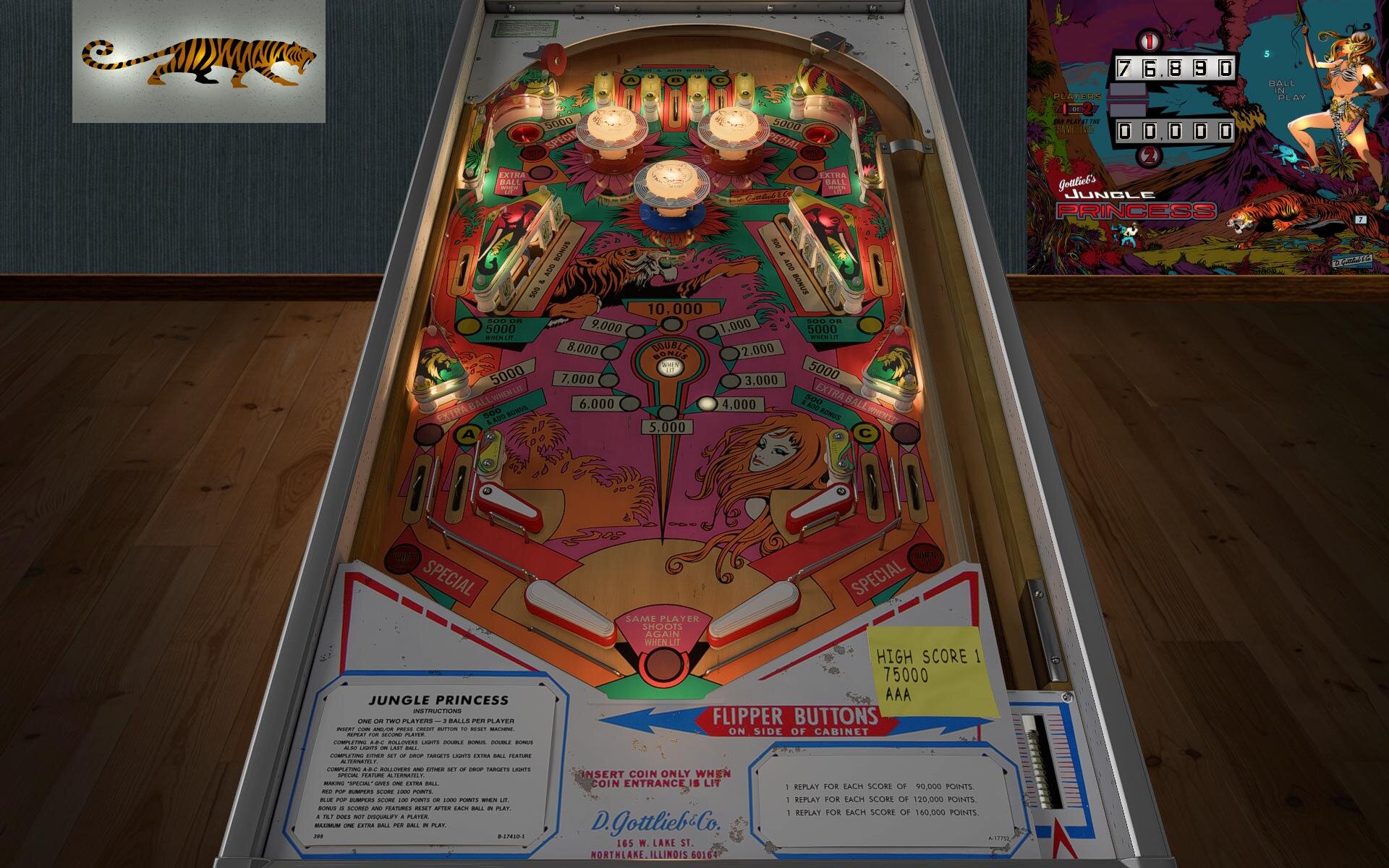 Jungle Princess (Gottlieb 1977) - VPX - Pinball Tables - Virtual ...