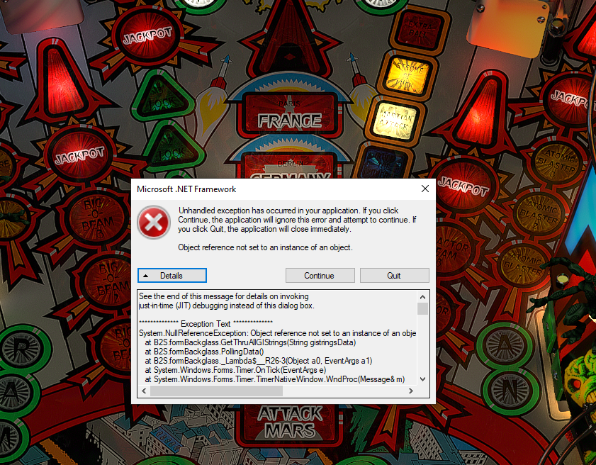 B2S 2.1.2 Throws System NullReferenceException - Visual Pinball Support ...