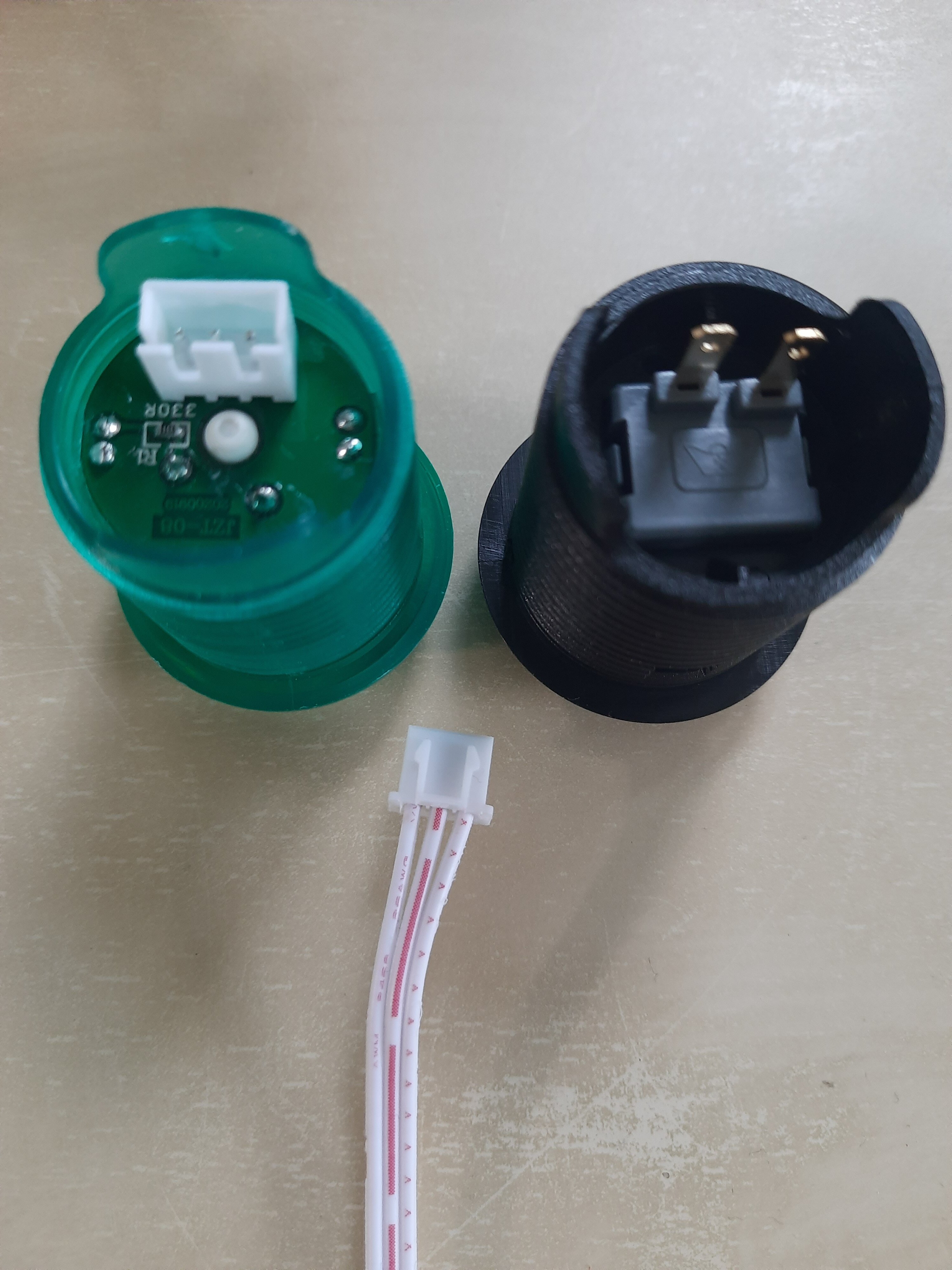 How to wire/connect a 3-wire-system cable to an arcade button with only ...