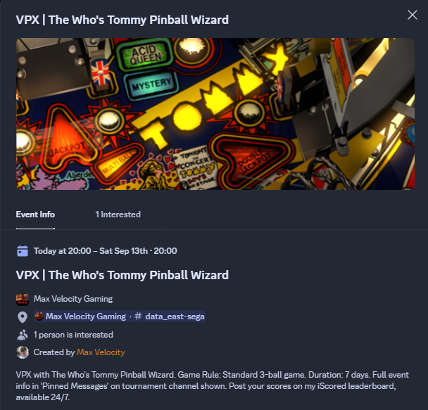 VPX Tournament: The Who's Tommy Pinball Wizard - Online Tournaments ...