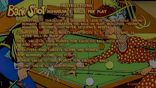 Bank Shot (Gottlieb 1976) - Instruction Cards - Virtual Pinball Universe