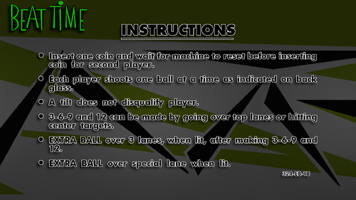 Beat Time (Williams 1967) Instruction Cards - Instruction Cards ...