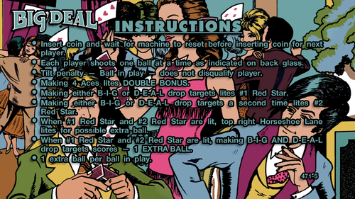 Big Deal (Williams 1977) Instruction Cards - Instruction Cards ...