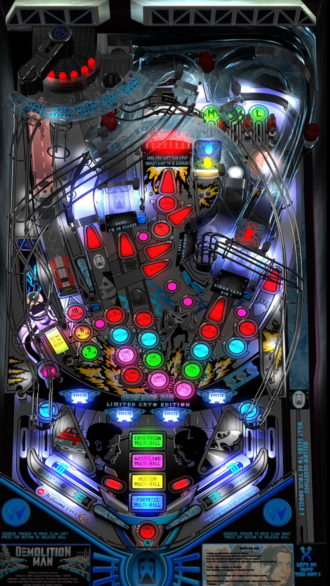 [New VPX Alert]Demolition Man (Williams 1994) - Limited Cryo Edition ...