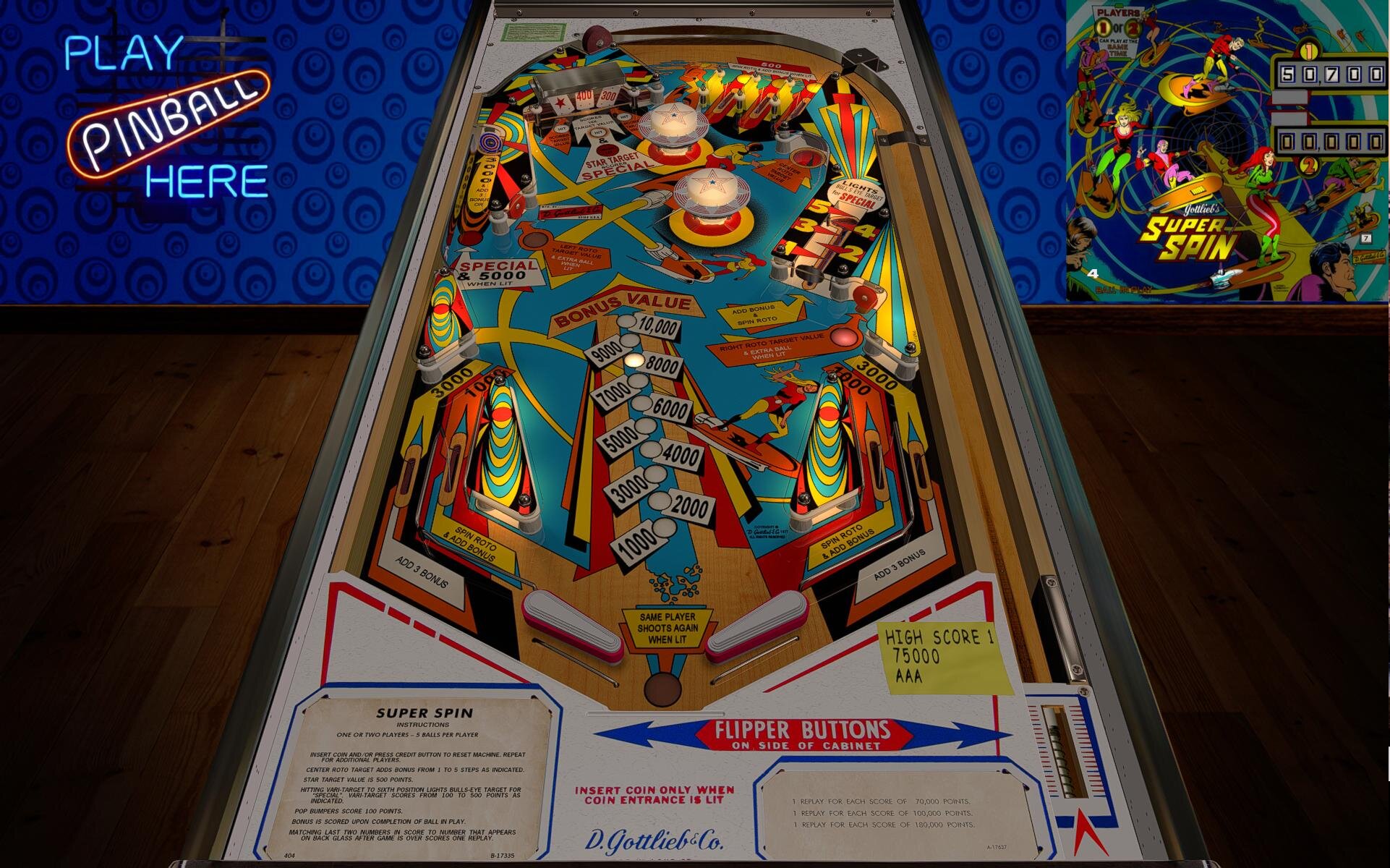 [New VP10 Alert] Super Spin (Gottlieb 1977) 1.1 - New Visual Pinball 10 ...