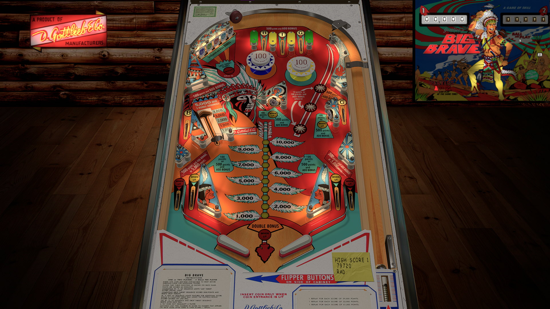 [New VP10 Alert] Big Brave (Gottlieb 1974) v4.1 - New Visual Pinball 10 ...
