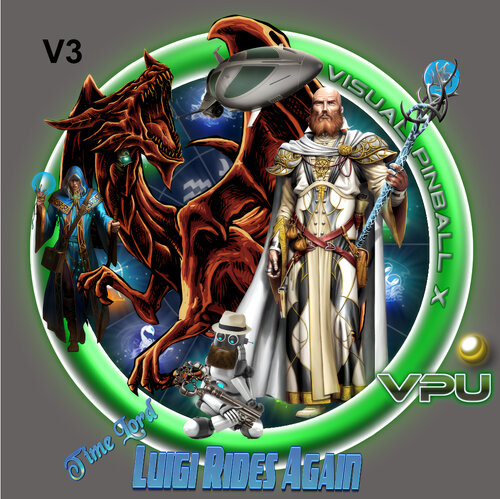 TimeLord (Luigi Rides Again) Neon Wheel - Wheel Images - Virtual Pinball Universe