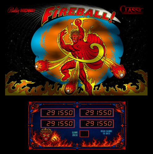 Fireball Classic Bally (1985) 3 Screen Full DMD - B2S Backglass ...